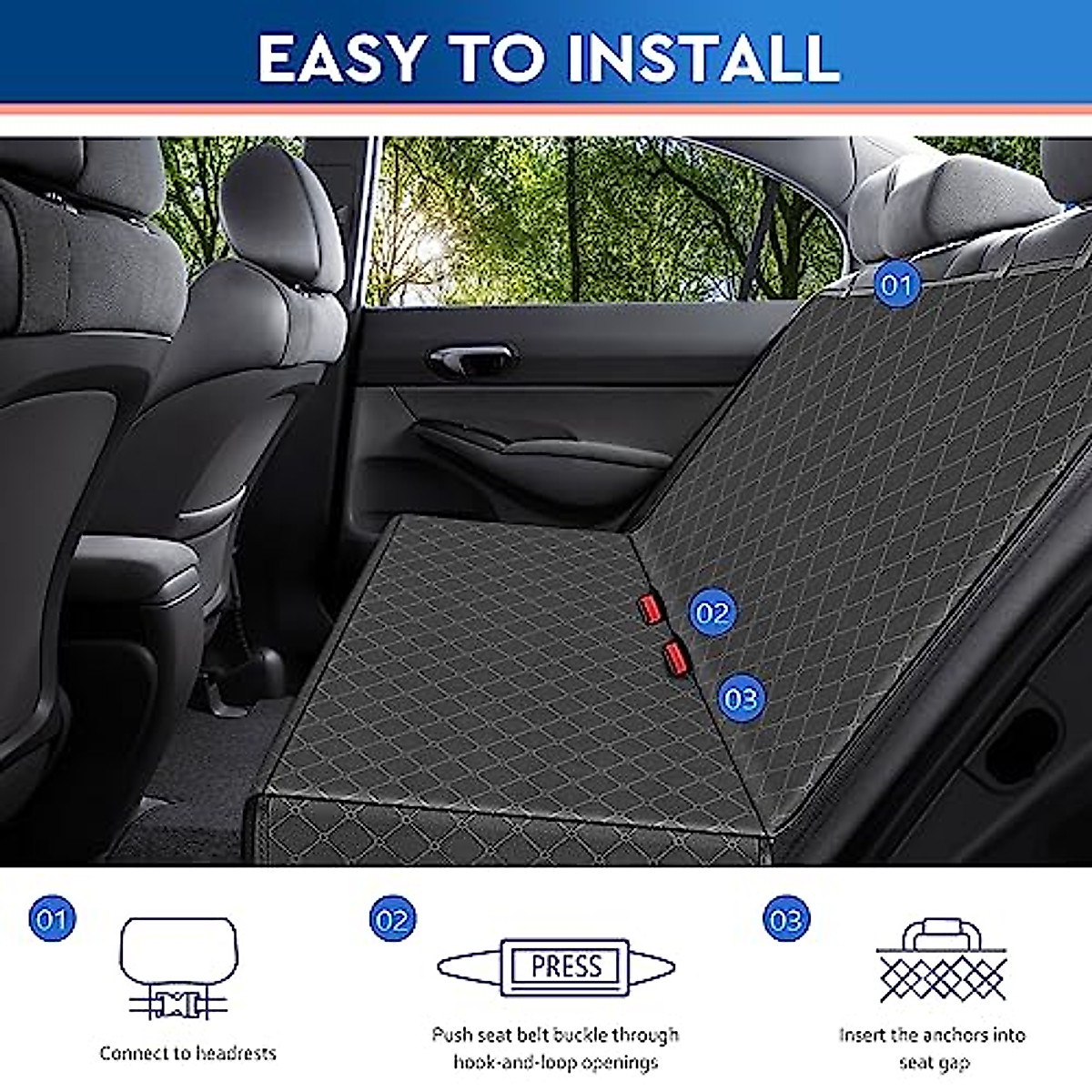 WoofKnows Dog Car Seat Cover Durable Dog Seat Cover for Back Seat Scratch Prevention Dog Hammock Protects Against Dirt Dog Seat Covers for Cars Fits for Small SUVs and Trucks 54"x 58", Black