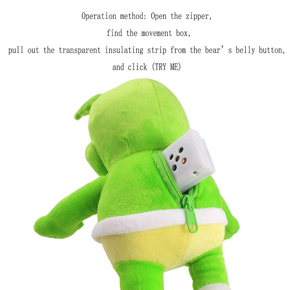 TUMPETY Gummy Bear Plush Green Singing Bear Toy Christmas Celebration Props Accompanying Toys Before Going to Bed (A5-JZ0167)