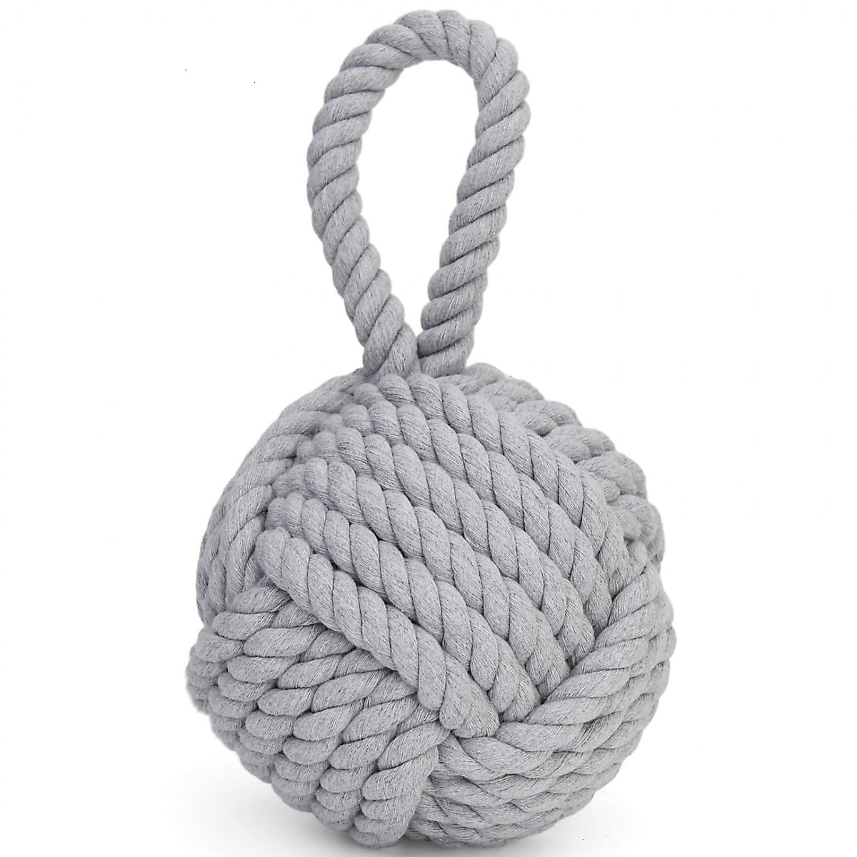 Pomeat Decorative Door Stop, Rope Door Stop, Weighted Door Stopper, Knot Nautical Door Stop, Heavy Doorstop for Bedroom, Living Room Door, Window Wedge, Bookend 6.25 inch (White)