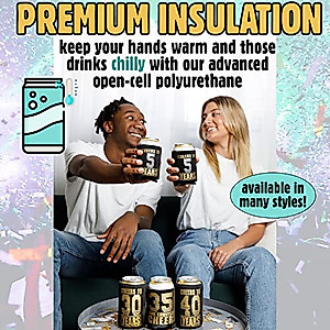 Thin Seltzer Can Cooler 12 Pack, Happy 50th Birthday Party Decorations for Men, Insulated Sleeves Dad's Birthday Decorations & Party Favors, 50th Birthday Gifts for Men, Black & Gold