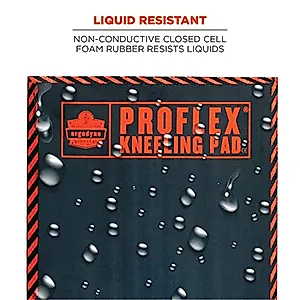 Ergodyne ProFlex 385 Kneeling Pad, Foam Knee Cushion, Water Resistant Kneeling Mat, 16" x 28" x 1",Black,Large