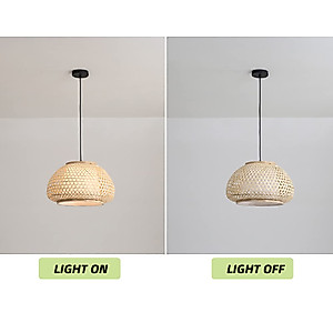 KWOKING Lighting Handmade Flush Mount Ceiling Light Retro Bamboo Dome Shade Pendant Light 1 Light Woven Hanging Lamp for Dining Table,Restaurant - 23.5"
