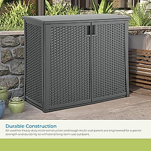 Suncast Lockable Outdoor Cabinet Storage for Patio, Garden and Backyard, 97 Gal, Cool Gray