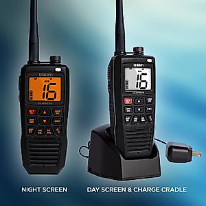 Uniden Atlantis 275 Handheld Two-Way VHF Marine Radio, Floating IPX8 Submersible Waterproof, Large Dual-Color Screen, 6-Watt, All USA/International/Canadian Marine Channels, NOAA Weather Alerts