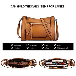 Kattee Genuine Leather Purses and Handbags for Women Crossbody Stachel Shoulder Bags Brown
