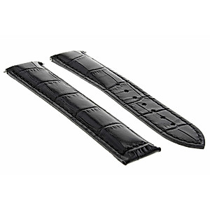 Ewatchparts 22/18MM LEATHER STRAP WATCH BAND COMPATIBLE WITH IWC PILOT PORTUGUESE TOP GUN WATCH BLACK