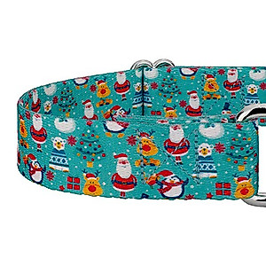 Country Brook Petz - Santa and Friends Martingale Dog Collar and Leash - Christmas Collection with 17 Festive Designs (5/8 Inch, Small)
