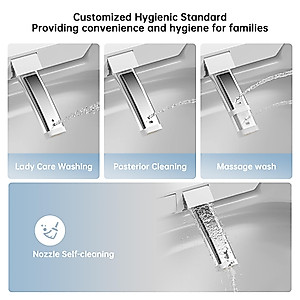 Klewo Smart Toilet with Voice Control, Toilet with Bidet Built In, AUTO Open&Close, Elongated 85MM Wider Heated Bidet Toilet Seat with Soft-close, Warm Water and Air Drying