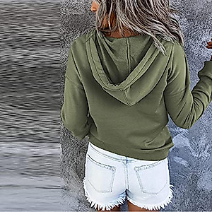 Baralonly Hoodies for Women, Womens Button Down Pullover Shirts Casual Long Sleeve Drawstring Sweatshirts Tops with Pocket