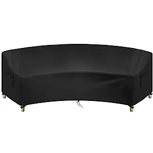 Guisong Curved Patio Furniture Cover for Outdoor Sectional Sofa, Waterproof Curved Outdoor Furniture Cover, Heavy Duty Patio Sectional Couch/Sofa Cover-122" L(Back)/84" L(Front) x 37" D x 38" H