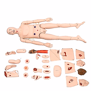 PreAsion Manikin Training 24 Wound ModulesTrauma Manikin Care Multi Functional Anatomical Human Model Advanced Training Manikin Model Demonstration Manikin for Men and Women Life-Size Nursing Model