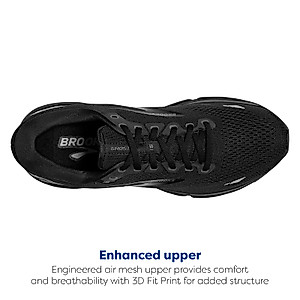 Brooks Men's Ghost 15 Neutral Running Shoe - Black/Black/Ebony - 12 Wide