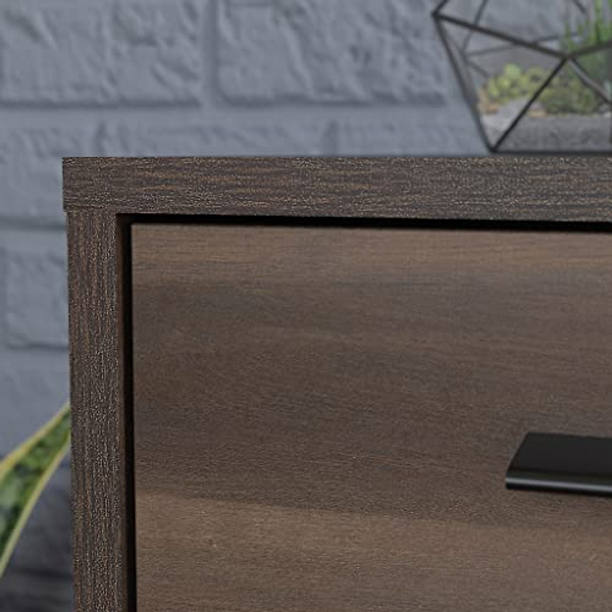 Sauder North Avenue Pedestal Home Office Desk, L: 41.97" x W: 18.50" x H: 28.15", Smoked Oak Finish