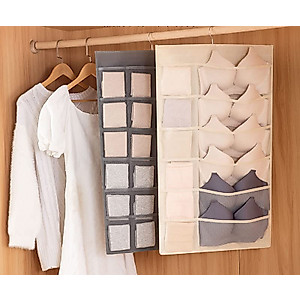 GUAGLL 24 Space Capacity Underwear Socks Storage Bag Non Woven Foldable Window Wardrobe Storage Bag for Underwear Socks