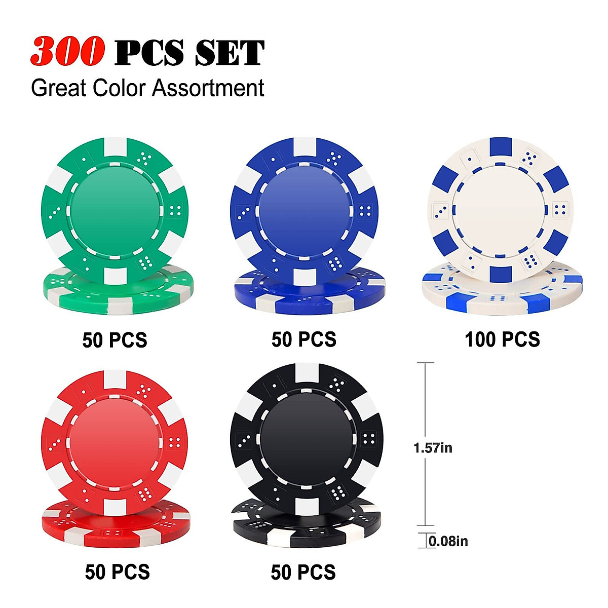 Deluxe Poker chip Set, 300PCS Poker Chips with Aluminum Case, 11.5 Gram Casino Chips Set for Texas Holdem Blackjack Gambling, Traveling Poker Set