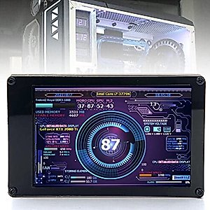 Cryfokt Computer Temp Monitor, 320x480 Stepless Brightness 3.5in Screen PC Temperature Display Clear Image IPS USB for CPU