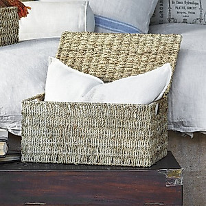 The Lucky Clover Trading Co Classic Braided Seagrass Lid Basket, Natural