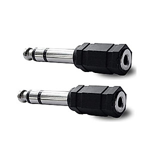 6.35mm Male to 3.5mm Female Headphone Stereo Audio Connector (2 Pack)