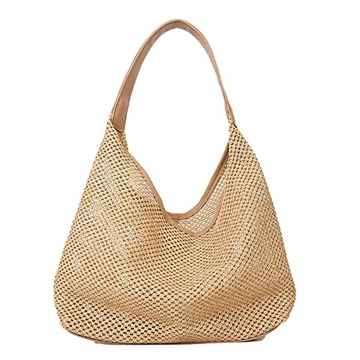 Straw Bag for Women Summer Beach Bag Soft Rattern Woven Tote Bag Large Straw Shoulder Bag for Vacation Casual