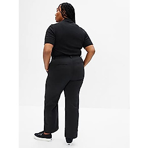 GAP Womens High Rise Girlfriend Khaki Pants, True Black, 14 US