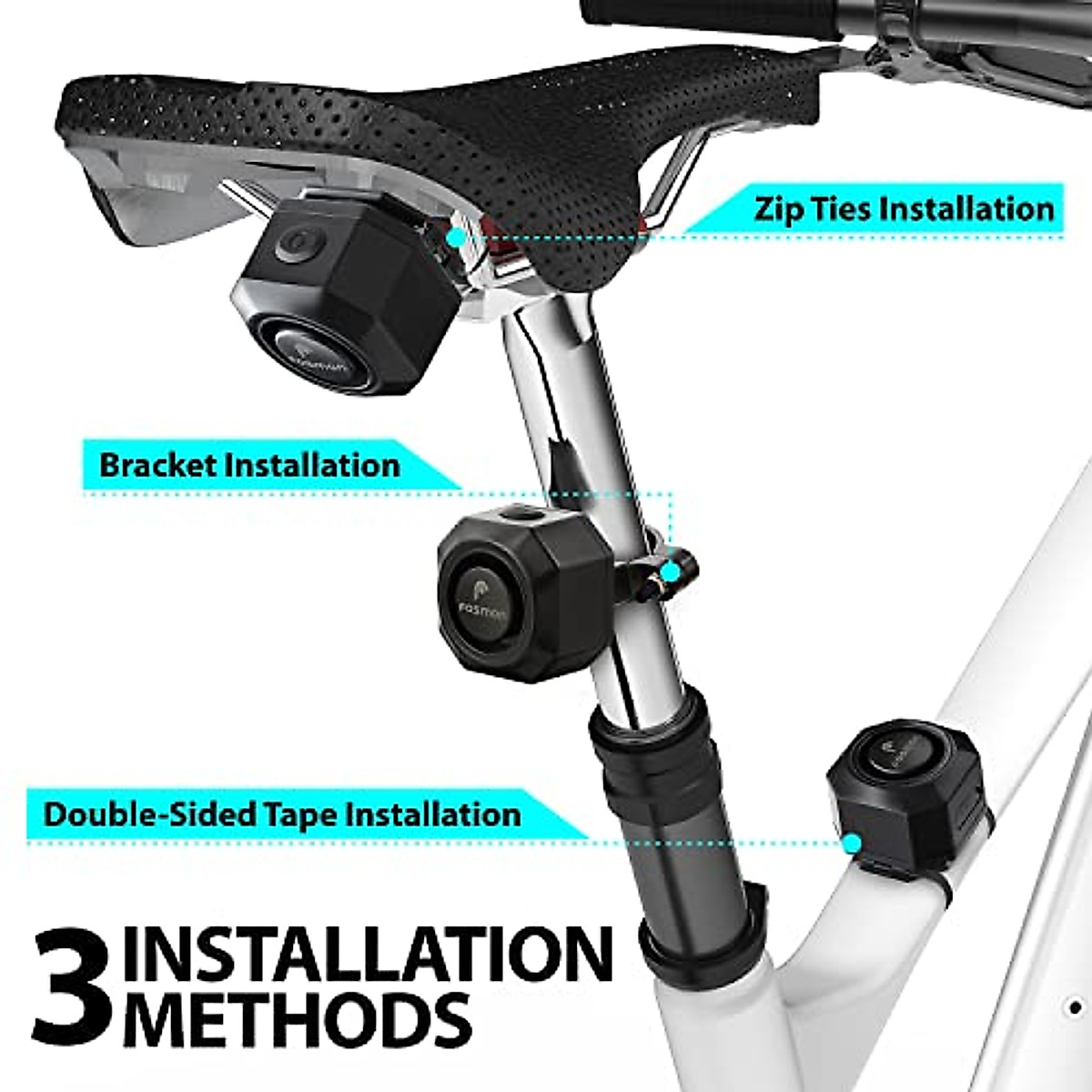 Fosmon USB-C Rechargeable Bike Alarm with Remote, IP55 Waterproof Wireless 110dB Loud Anti-Theft Vibration Motion Sensor Vehicle Tracker Alarm Security System for Bicycle, E-Bike, Motorcycle, Scooter