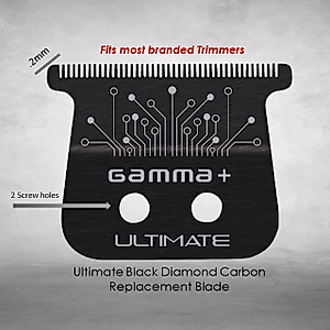 GAMMA+ Ultimate Black Diamond Fixed Trimmer Blade with .2mm Blade Tip, Fits all Gamma+, StyleCraft and most popular branded Trimmers