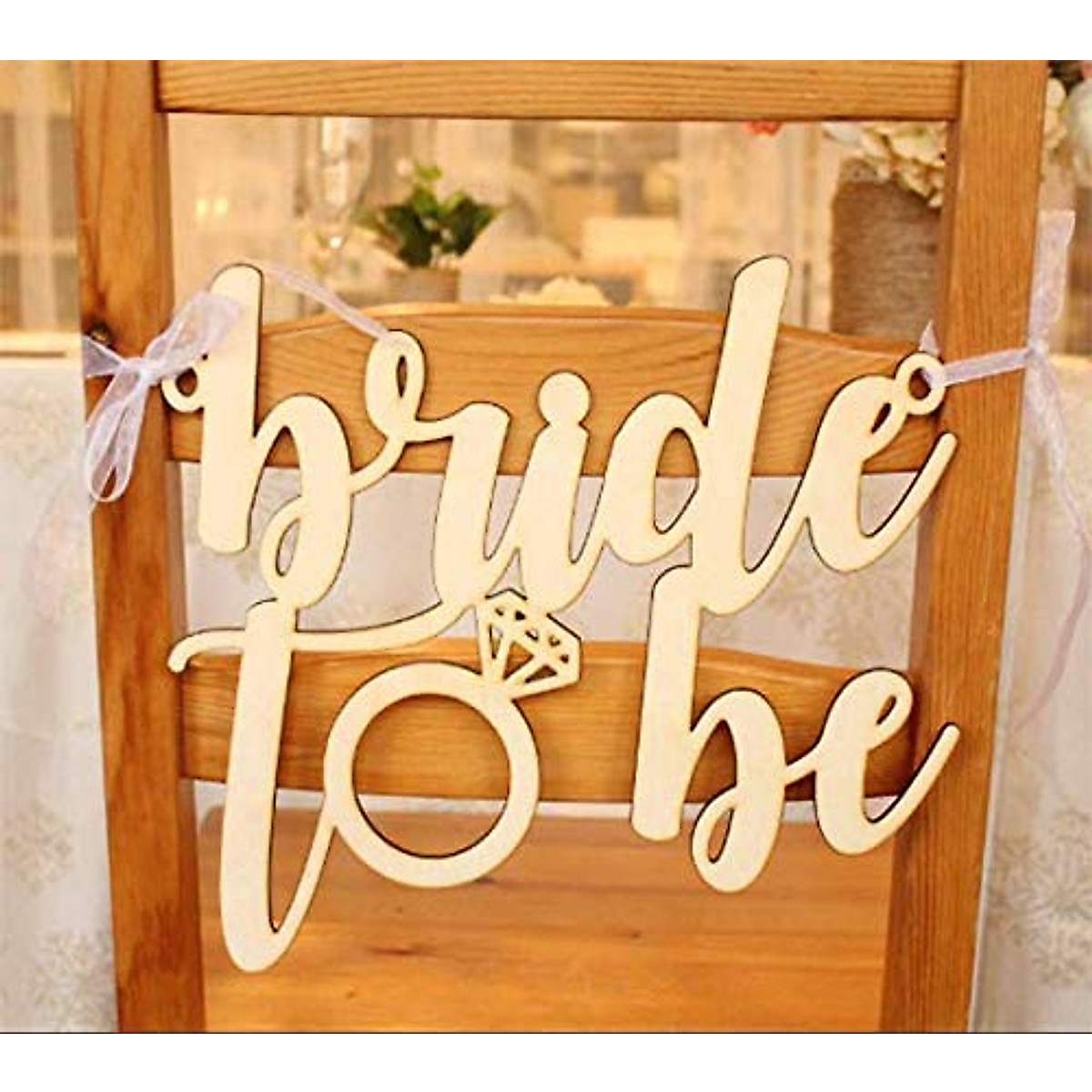 Bride to Be Wooden Chair Sign - Size 12 inches wide – Gifts for Bride, Bridal Shower Chair Decorations, Photo Prop, Bride to Be Signs for Bridal Shower, Engaged, Event - Made by Lavender Dots Design