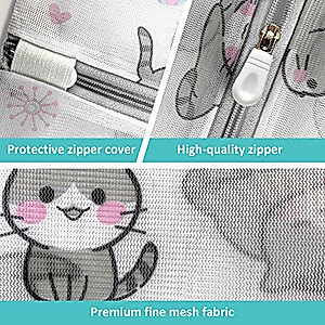 Xducom Mesh Laundry Bags for Delicates with Cute Prints,Set of 5 Lingerie Bags for Washing Delicates,Delicates Laundry Bags for Bra,Lingerie,Underwear,Sock(CAT)
