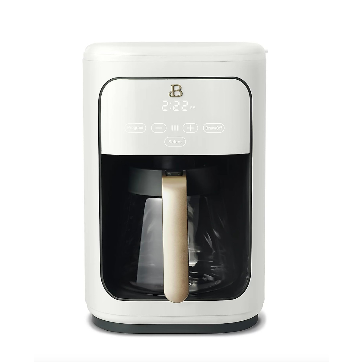 Touchscreen Coffee Maker, 14-Cup Programmable Coffee Maker with Touch-Activated Display, Kitchenware by Drew Barrymore (White Icing)