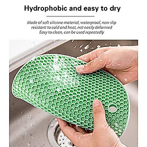 Disino Silicone Trivet Mats, Heat Resistant Potholder Thick Hot Pads for Kitchen Counter, Durable Non-Slip Jar Opener (Blue and Green, Set of 2)