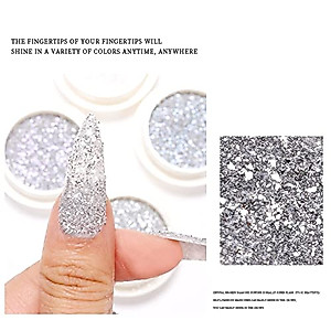 Yamaler 1 Set Nail Ornament Reflective Stunning Visual Effect Lightweight Shining Glitter Nail Powder with Stick Set Nail Supplies