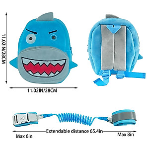 RICHMYC 3 in 1 Toddler Backpack Leash, Baby Harness Anti Lost Wrist Link Cute Cute 3D Child Harnesses Leashes for 1-5 Years Old Baby Boys Girls (Shark)