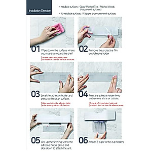 Shower Shelf Wall Mounted, No Drilling, Adhesive Bathroom Shower Caddy, Bathroom Storage Organizer, Toothbrush Holders/White