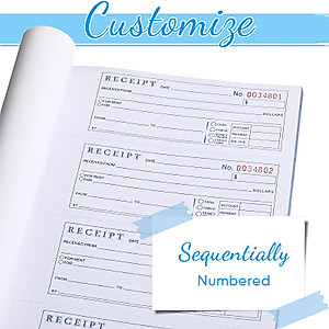 Crtiin 10 Books Money and Rent Receipt Book 3 Part Carbonless Receipt Book with Carbon Copies 7-5/8" x 10-7/8" Bound Cover Receipt Log Book 100 Sets Per Book 4 Receipts Per Page