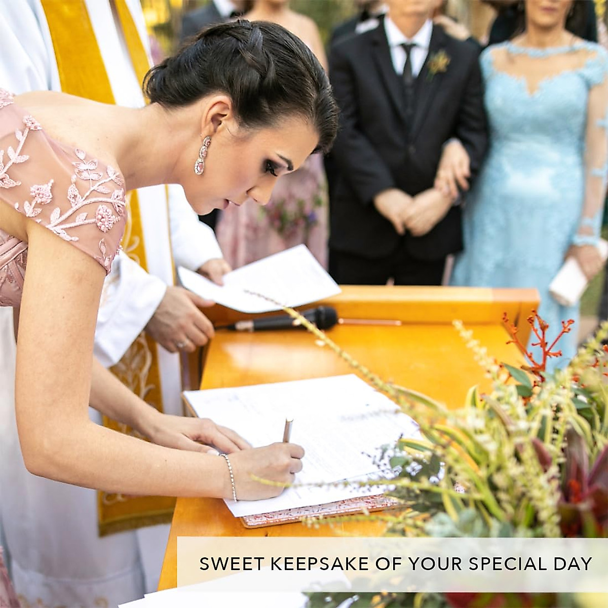 Andaz Press Personalized Wedding Guestbook with Gold Accents, Minimal Custom Guestbook, White Guest Sign-in Registry, 120 Pages 8.5" X 8.5" Memories Book for DIY Scrapbook Photo Album, Keepsake