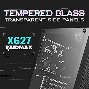 Raidmax ATX Desktop Computer Gaming PC Case Mid Tower PC Case with addressable RGB x3 ARGB Fans ATX PC Case USB 3.0 Tempered Glass PC Case Mesh Window Computer Case with 3 ARGB LED Black PC Case -X627