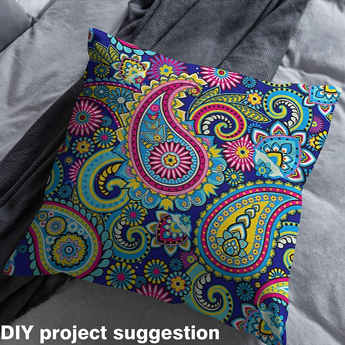 Feelyou Paisley Upholstery Fabric for Chairs, Boho Paisley Floral Fabric by The Yard, Bohemian Exotic Indian Floral Decorative Fabric for Upholstery and Home DIY Projects, 1 Yard, Yellow Pink