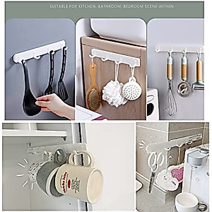 Oraony Ugrade Adhesive Kitchen Utensil Sliding Rack, Wall Mounted Rack Hook Hanger Saving Space No Drilling for Kitchen Refrigerator Door Washer Microwave Bathroom Bedroom (2Pcs)