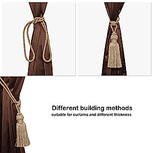 MALANOV 2 Pack Curtain Tiebacks, Strong Heavy Handmade Natural Jute Rope Drapery TieBacks, Decorative Holdbacks Holders for Window Sheer and Blackout Panels