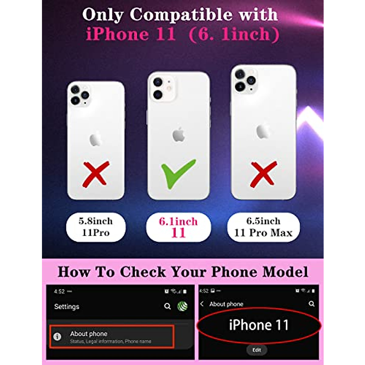 Goocrux (2in1 for iPhone 11 Case Skull Skeleton for Women Girls Cute Girly Phone Cover Cool Gothic Design with Slide Camera Cover+Ring Holder Funny Teen Cases for iPhone 11 6.1''