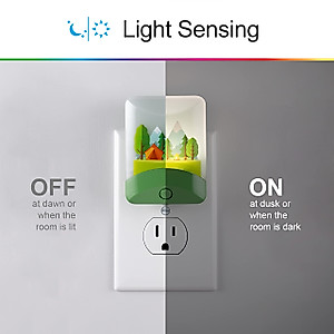GE Color-Changing LED Night Light, Forest Design, Plugs Into Wall, Dusk To Dawn Sensor, For Kids Adults Bedroom Bathroom, Play Room, Nursery, 1 pack, 52711