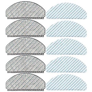 10 Pack Replacement Mop Cloth Pads for ECOVACS DEEBOT OZMO T10/T10 Plus Robot Vacuum Cleaner Accessories (5 Microfiber Washable Cloth + 5 Disposable Cloth)