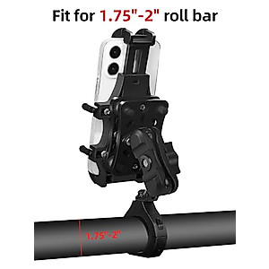 ZIDIYORUO Anti-Vibration UTV Phone Mount Heavy Duty, Full Protection UTV Phone Holder with Aluminum Bracket Fit for 1.75-2" Roll Cage, Adjustable UTV Cell Phone Holder Holds 4.7-7.1" Phones