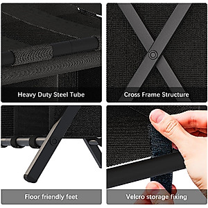 aboxoo Luggage Rack with storage, Guest Room Folding Suitcase Stands, Holds up to 120 lb, Space Saving Suitcase Holders for guest room, Bedroom Hotel, Black