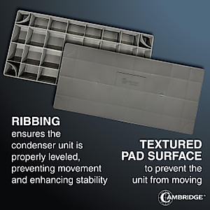 Cambridge Mini Split Gray AC Condenser Pad/Base, 18" W x 38" L x 3" H - Ideal for Air Conditioner Condenser Unit