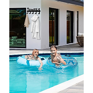 DECLUTTR Towel Racks for Bathroom Wall Mount, Waterproof Towel Holder Towel Hanger with 5 Hooks for Hanging Heavy Duty, Black Wall Mounted Pool Towel Rack