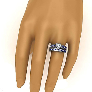 LOVERSRING 3pc Two Rings His and Hers Couple Rings Bridal Sets His Hers Women White Gold Filled Heart Cz Man Stainless Steel Wedding Ring Band Set