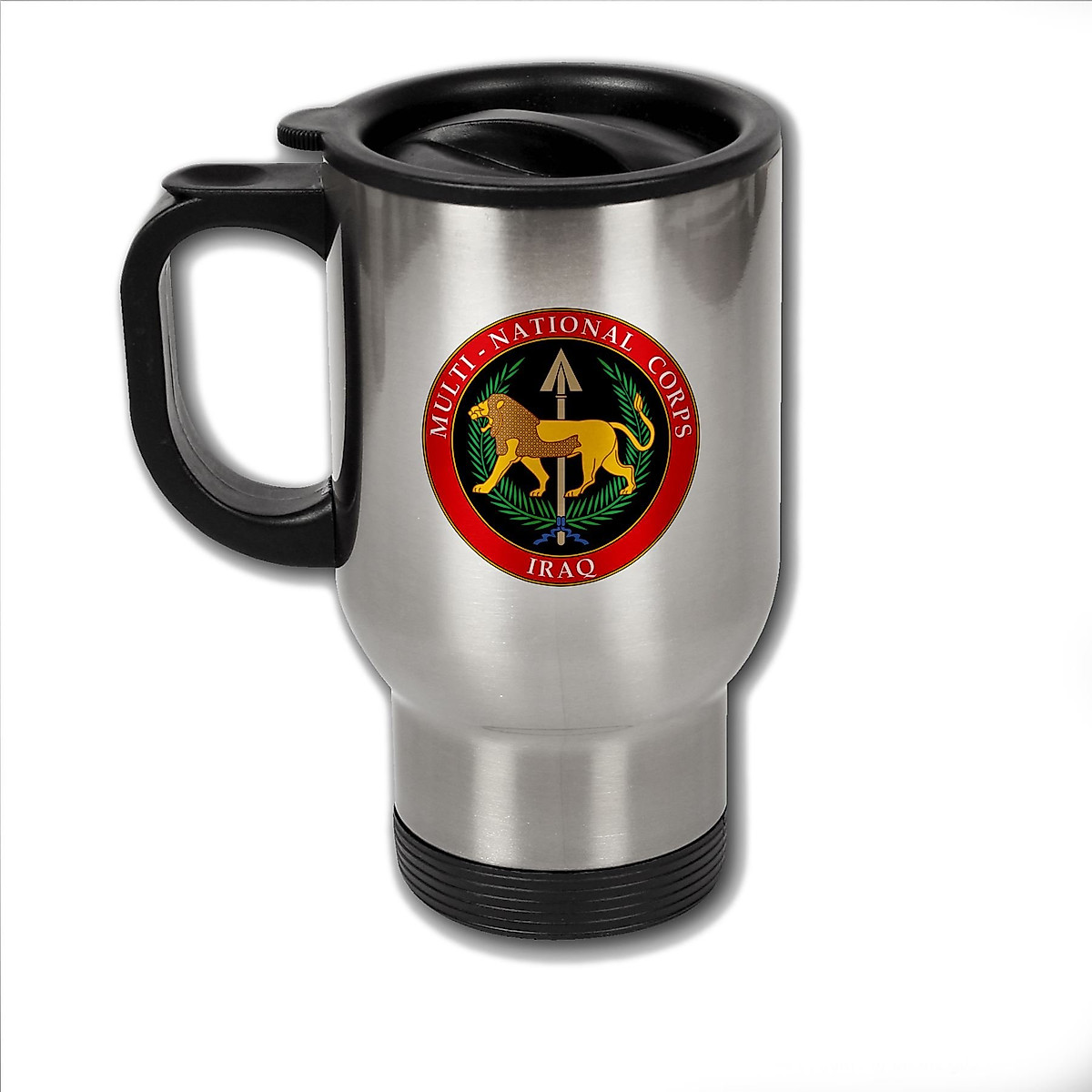 ExpressItBest Stainless Steel Coffee Mug with Multi-National Corps-Iraq (MNC-I) emblem