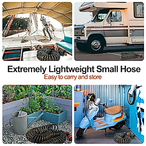 Garden Hose 50 ft, Coil Hose with 10-Pattern Spray Nozzle, Flexible Garden Hose with 3/4" Fittings, Lightweight and No Kink Water Hose, Retractable Collapsible Boat Hose for RV, Yard, Outdoor Watering