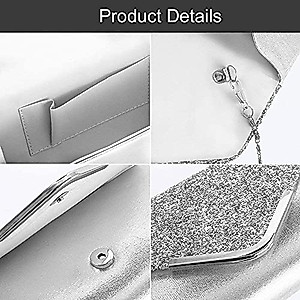 AYKDAS Purses & Totes, Evening Clutches & Crossbody Bags Flash Elegant Clutch, Gold, Silver, Pink (Black) Shiny Handbag (Color : Silver)